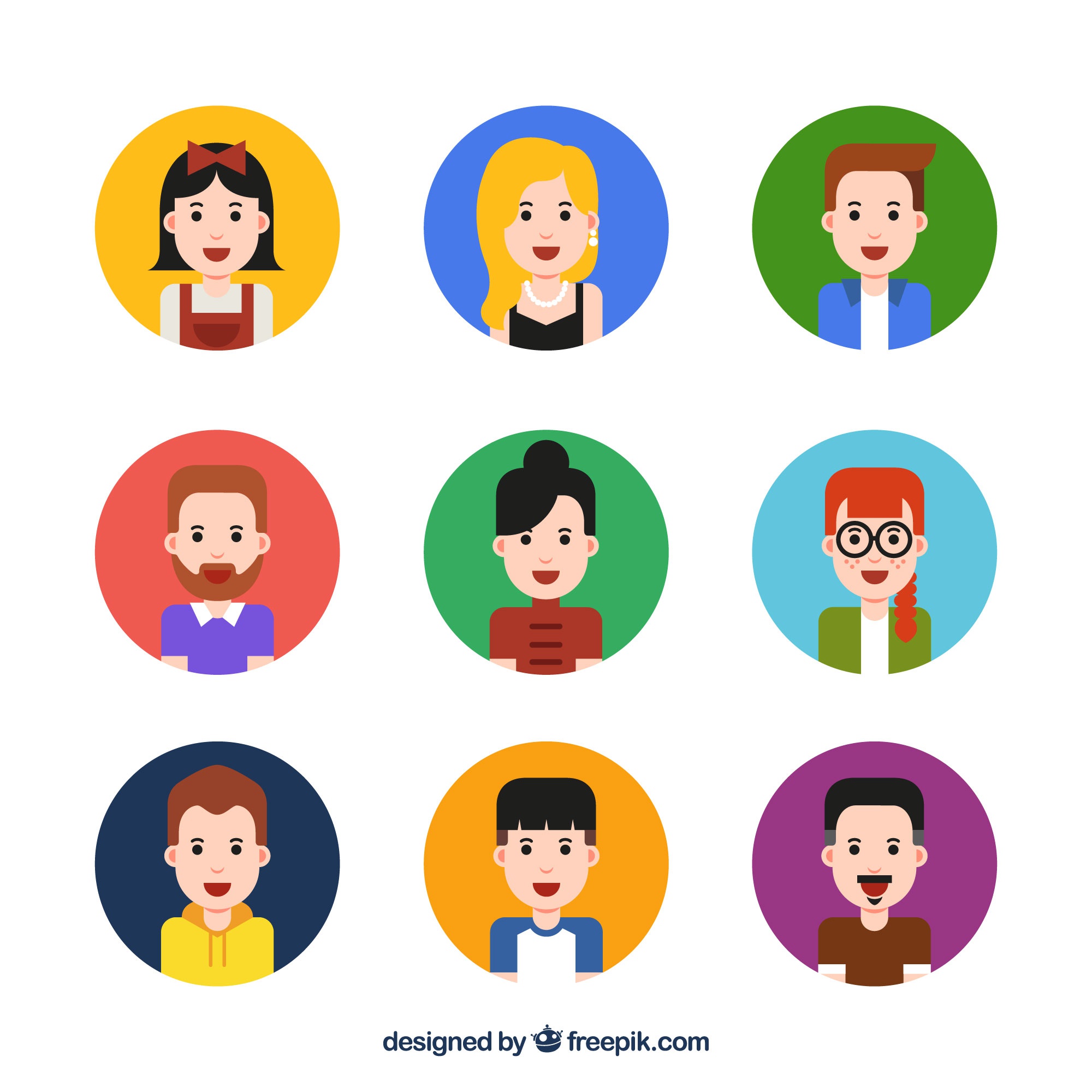 Free: Avatars set of men and women in flat design - nohat.cc