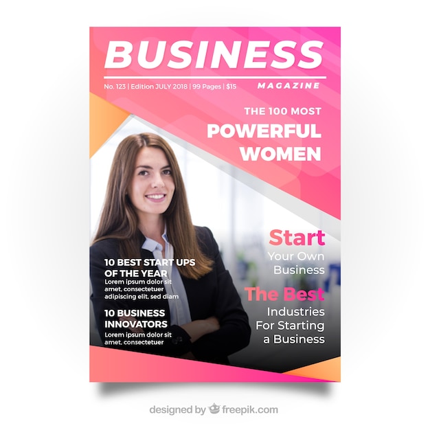 Free: Business magazine cover template with photo - nohat.cc