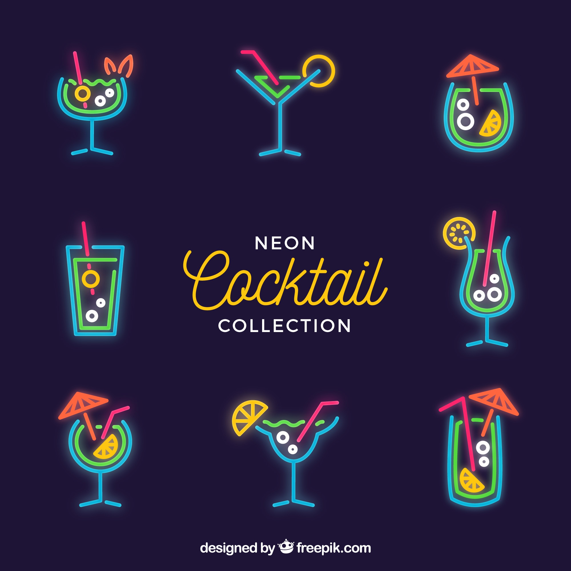 Free: Cocktails collection with neon light - nohat.cc