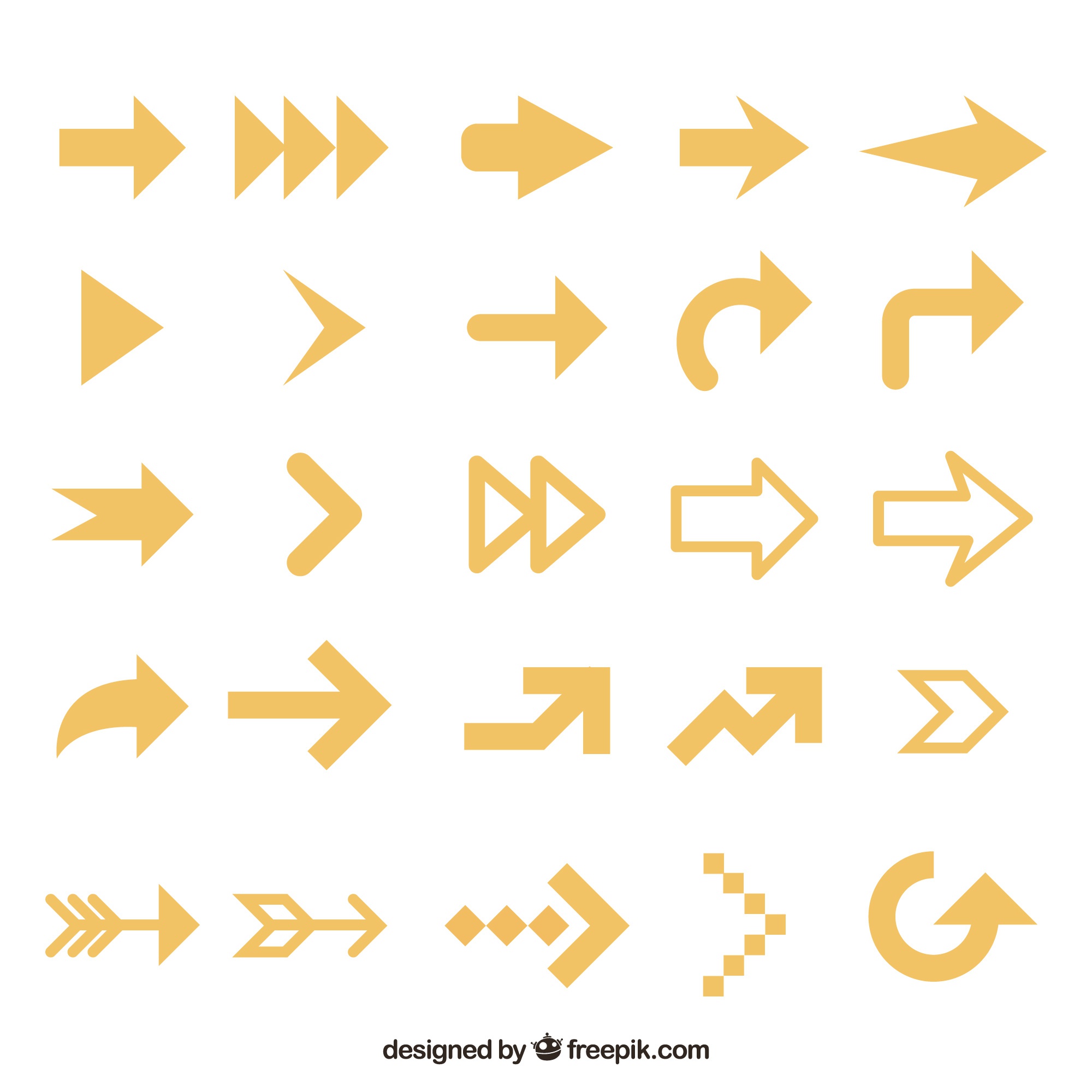 Free: Collection of yellow arrows in flat design - nohat.cc