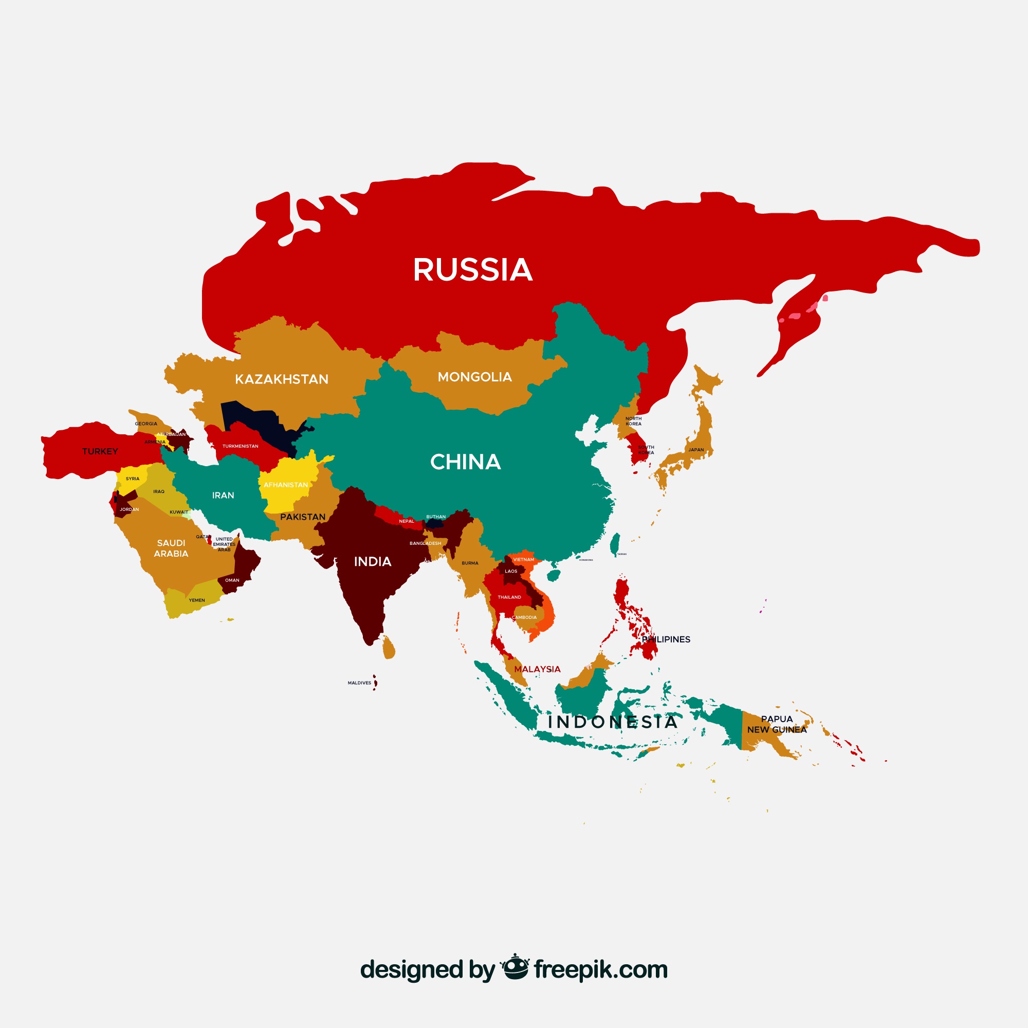 Free: Colorful map of asia - nohat.cc