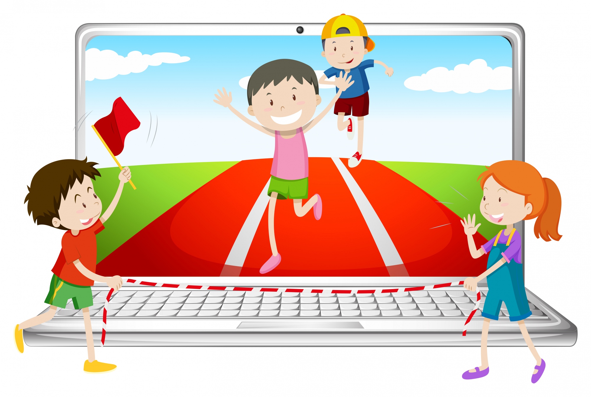 Free: Computer screen with children running in race - nohat.cc