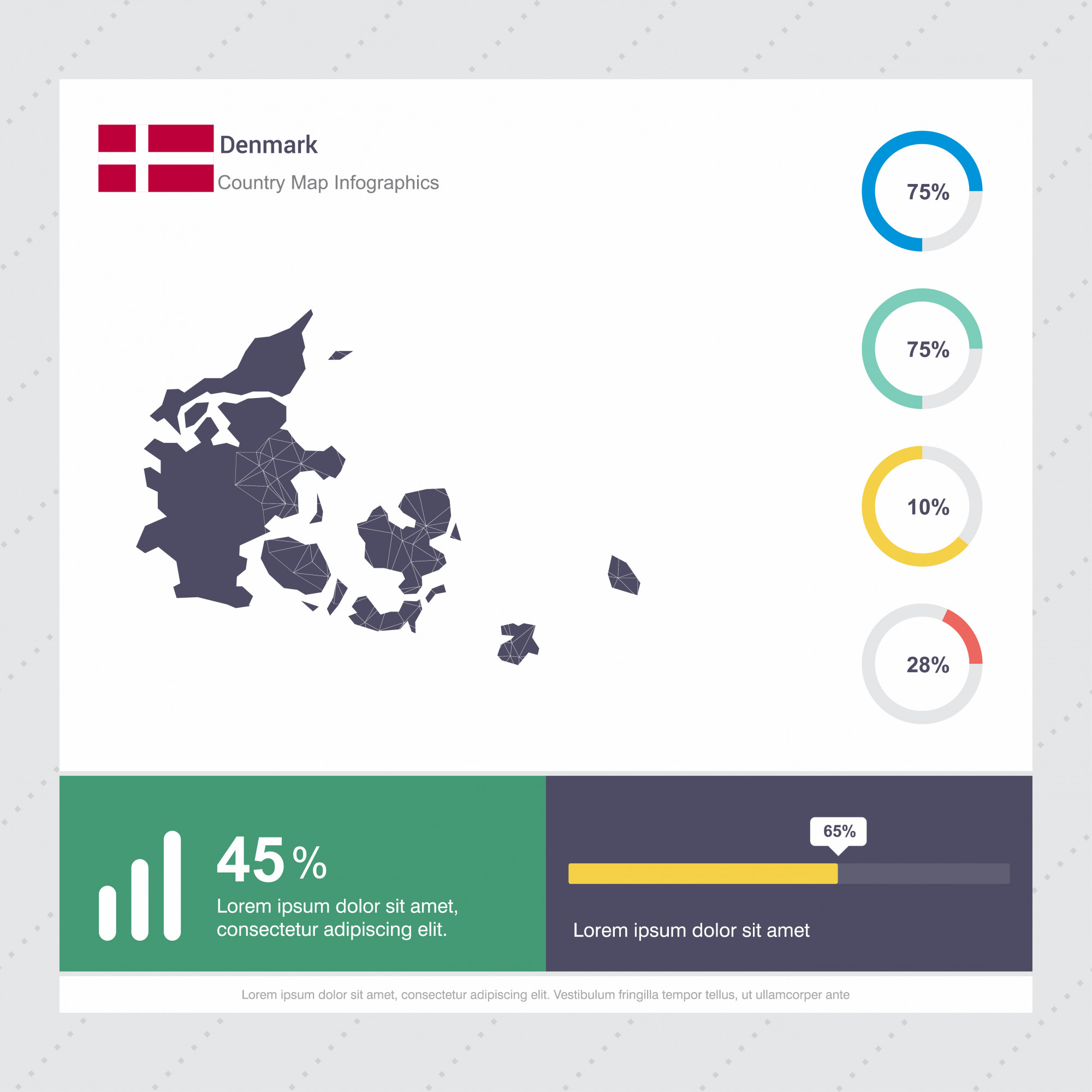 Free: Denmark Map & Flag Infographics template - nohat.cc