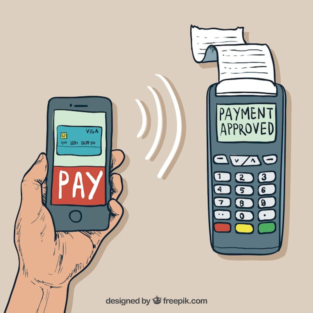 Free: Hand drawn hand paying with smartphone - nohat.cc