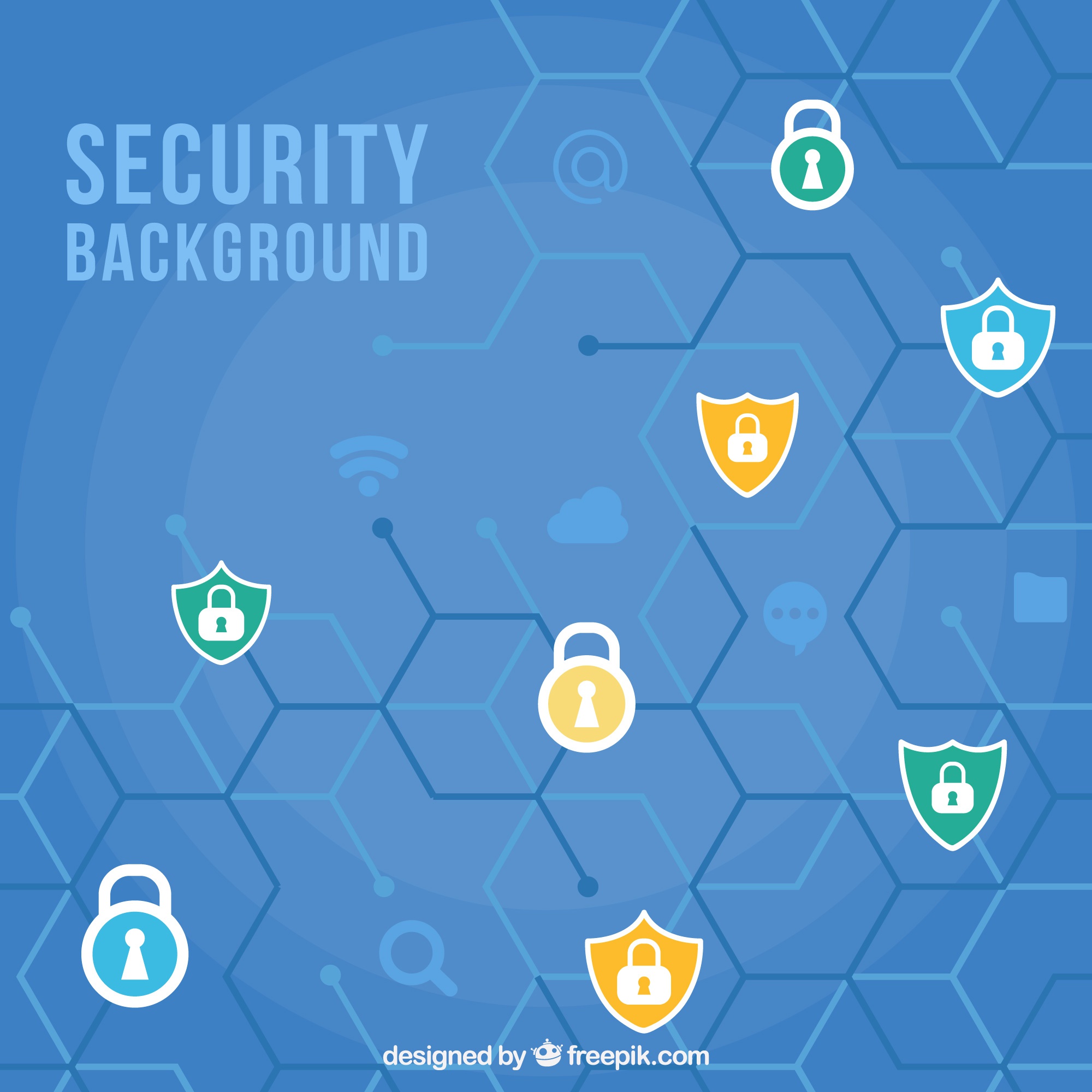 Free: Hexagonal background with security icons - nohat.cc