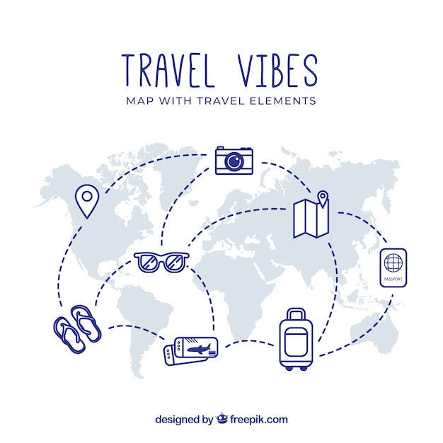 Free: Map and travel elements with flat design - nohat.cc