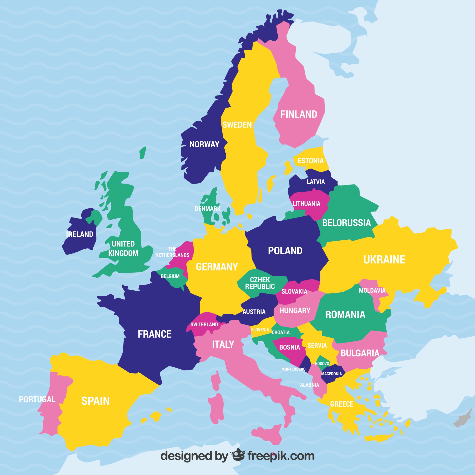Free: Map of europe with countries of colors - nohat.cc