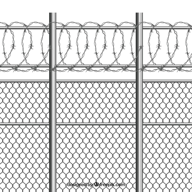 Free: Silver metal fence with barbed wire - nohat.cc