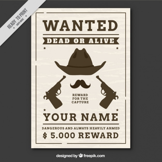 Free: Wanted illustration, Wanted poster Template American frontier ...