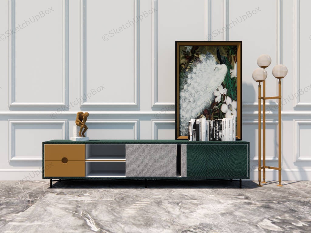 Free: White Accent Wall TV Stand Idea SketchUp 3D Model .skp File ...