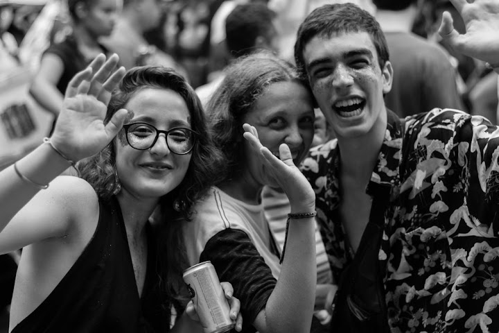 Free: Three People Smiling Grayscale Photography - nohat.cc