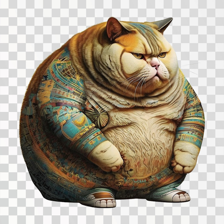 Free: Tropicalpunk fat cat - PNG transparent - nohat.cc