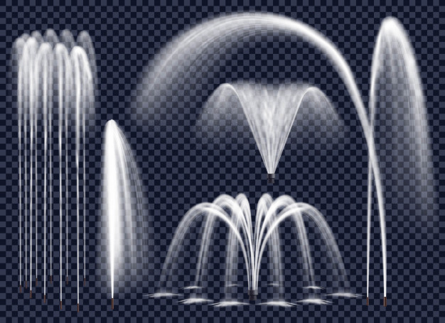 Free: Realistic fountains on transparent background set Free Vector ...