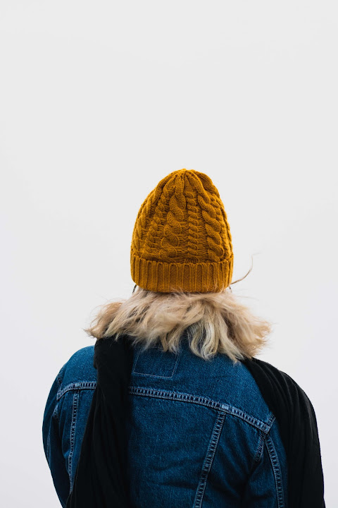 Free: Back View Photo of Woman in Blue Denim Jacket and Mustard Beanie ...