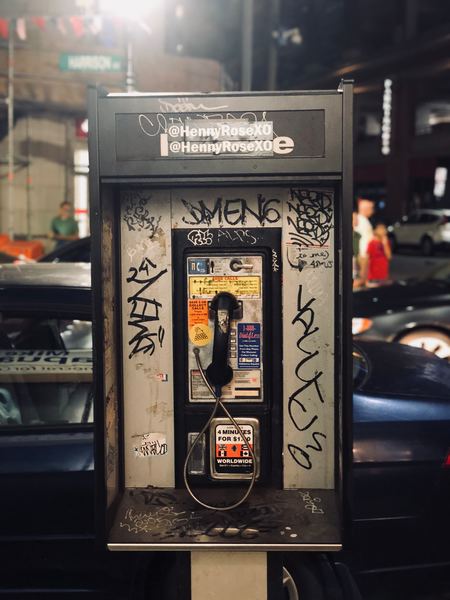 Free: vintage rectangular black and grey telephone booth overlooking ...