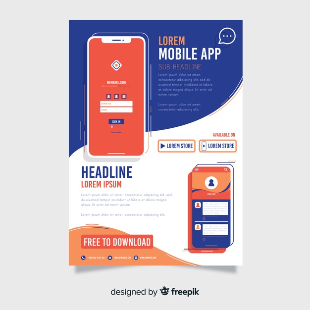 Free: Simple mobile app poster - nohat.cc