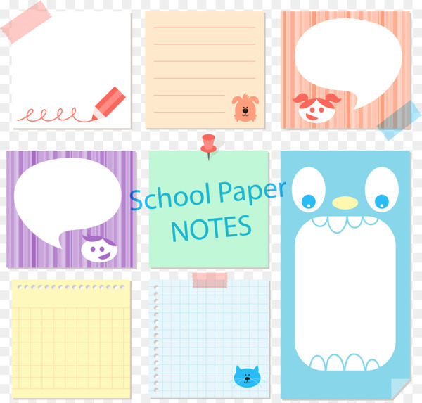 Free: Post-it note Paper Poster - 8 color sticky notes vector material ...