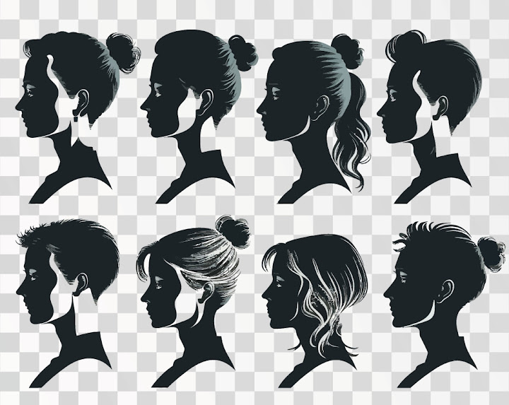Free: Collection of profile portraits or heads of female cartoon ...