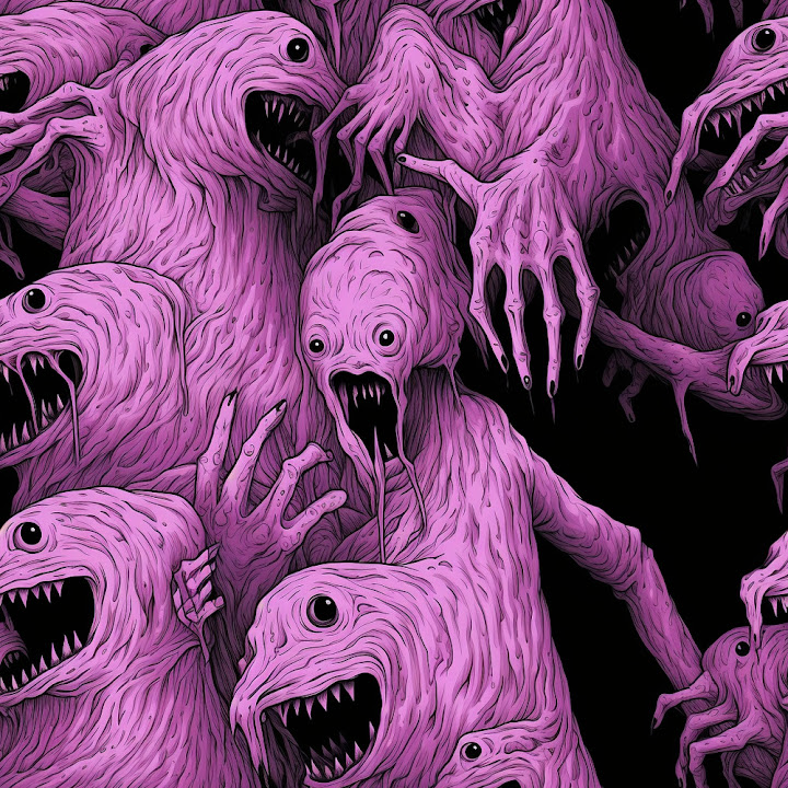 Free: Seamless pattern of Unnerving Hyperdetailed Horror Sketch art ...