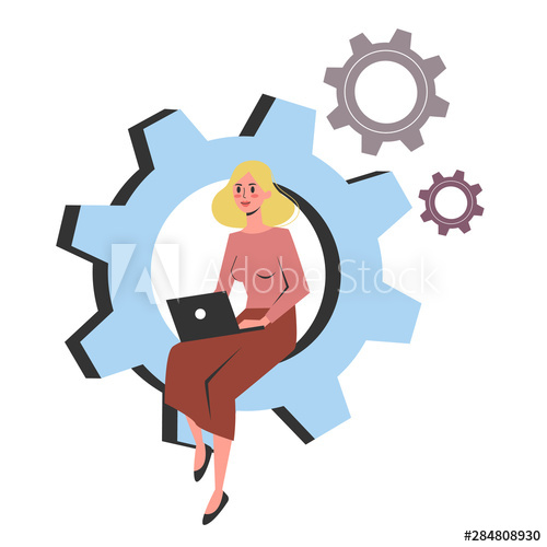 Free: Woman sitting on a giant colorful cog - nohat.cc