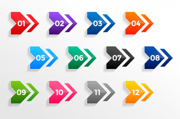 Free: Arrow style geometric bullet points numbers set Free Vector ...