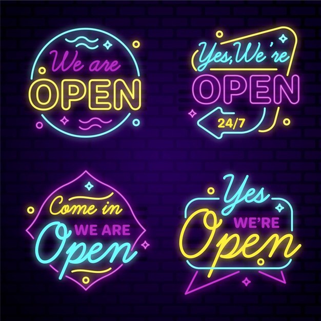 Free: Collection of we are open in neon lights Free Vector - nohat.cc