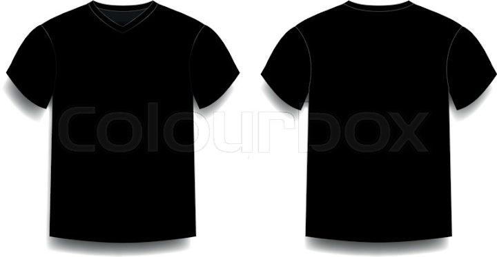 Free: Black men's t-shirt template v-neck ... | Stock vector ...