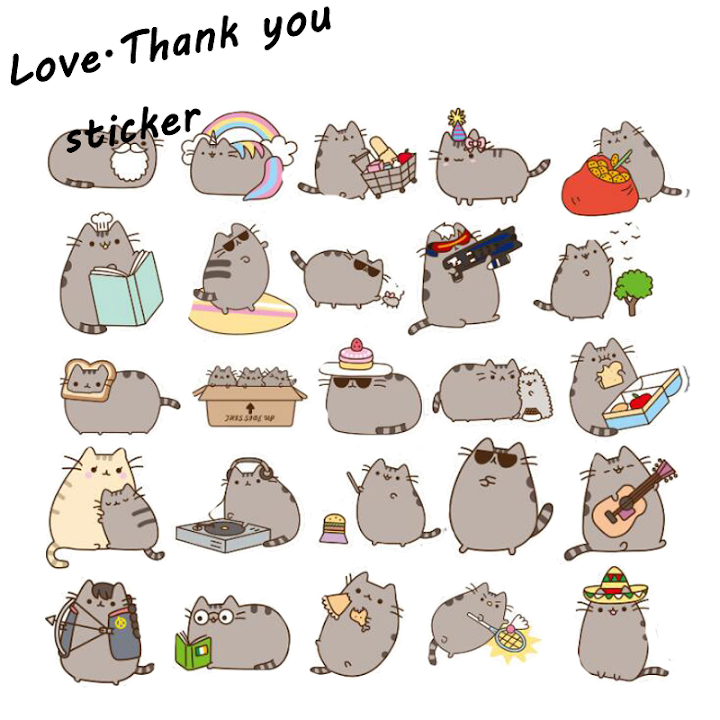 Free: 100 Pcs/lot Cartoon Pusheen Cat Cute Stickers For Tab Phone ...