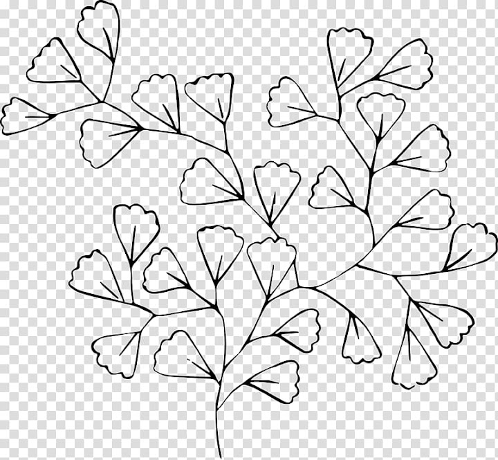 Free: Black and white Line art Flower Drawing , greenery transparent ...