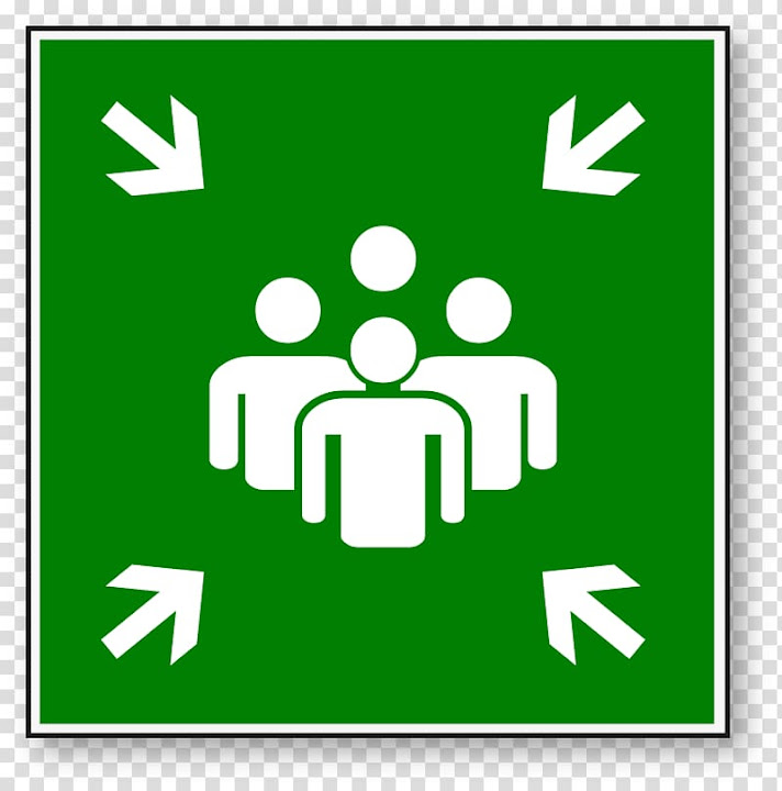 Free: White and green four people signage, Meeting point Signage Safety ...