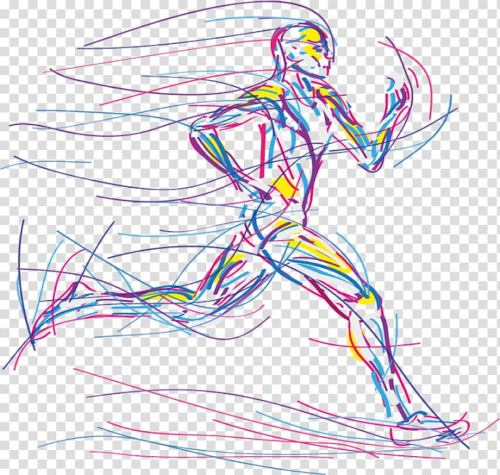 Free: Running man illustration, Running Sport, hand-drawn line running ...