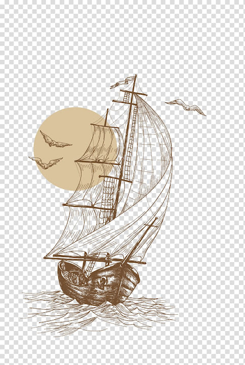 Free: Brown and white sailboat , Sailboat Drawing Sailing ship, Lines ...