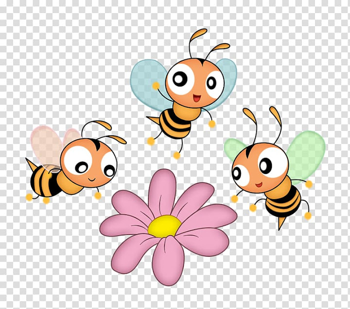 Free: Three bees illustration, Honey bee Cartoon , Hand-painted cartoon ...