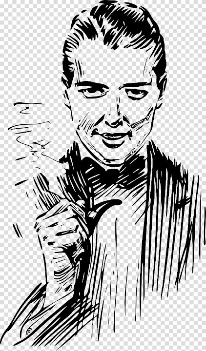 Free: Smoking Drawing , Men sketch transparent background PNG clipart ...