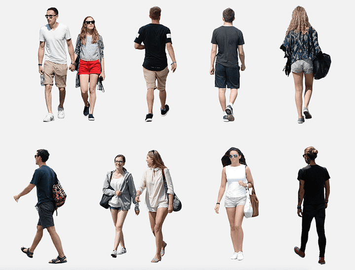 Free: people collage with white background, Visualization Architectural ...