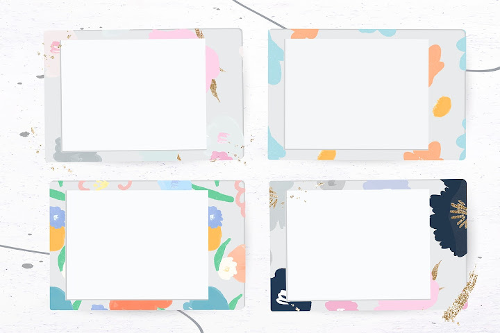 Free: Psd flower decorated instant camera frame set - nohat.cc