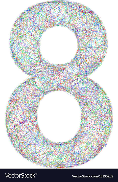 Free: Colorful sketch font design - number 8 vector image - nohat.cc