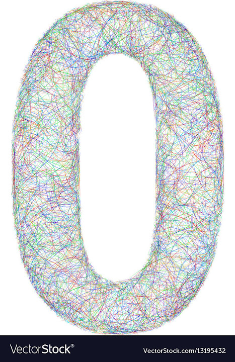 Free: Colorful sketch font design - number 0 vector image - nohat.cc