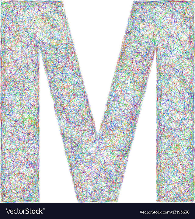 Free: Colorful sketch font design - letter M vector image - nohat.cc