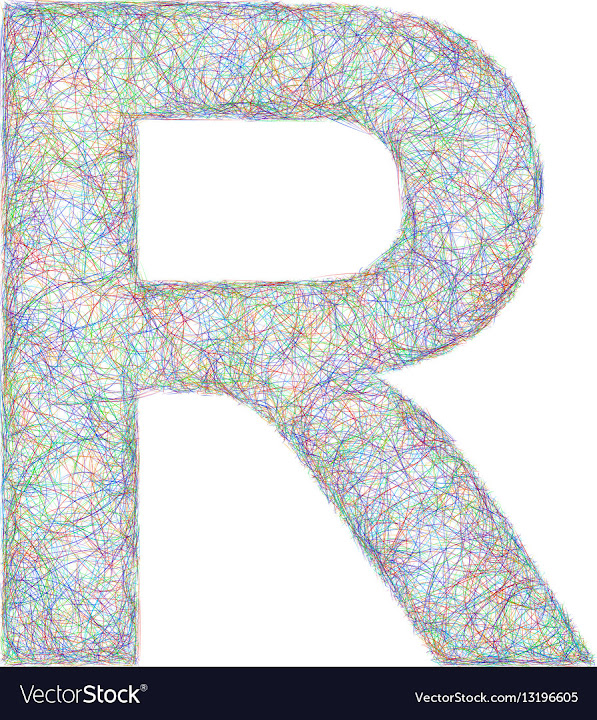 Free: Colorful sketch font design - letter R vector image - nohat.cc