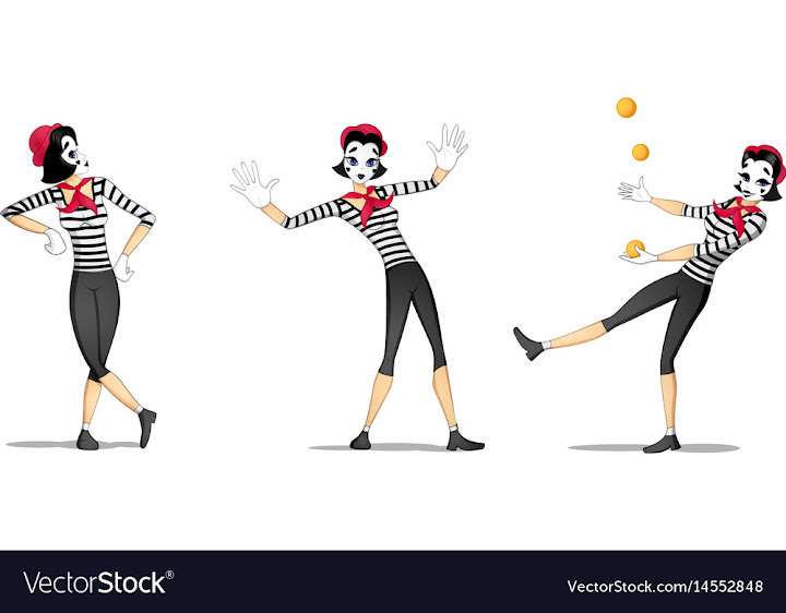 Free: Set 2 of girl mime performances vector image - nohat.cc