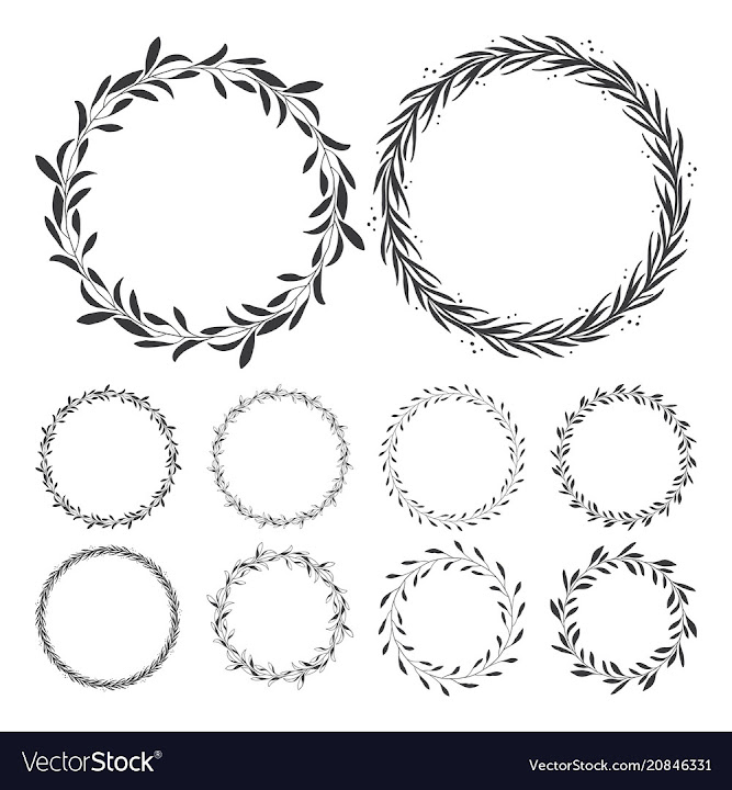 Free: hand drawn floral wreath clip art round frame wit - nohat.cc