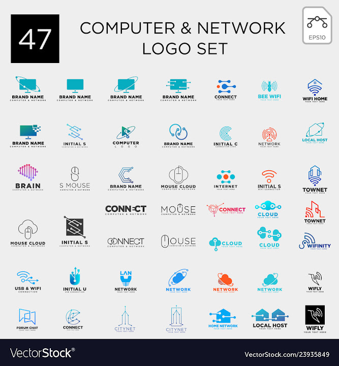 Free: digital computer network technology set logo - nohat.cc