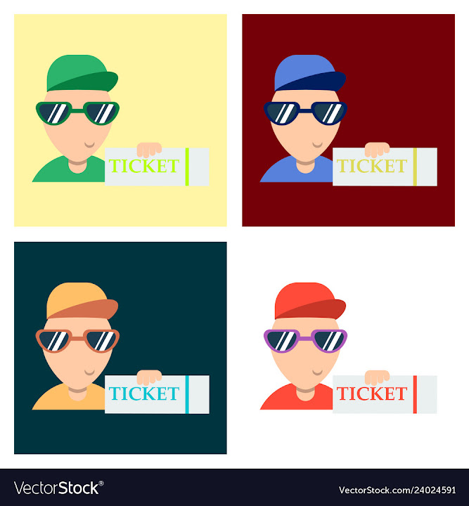 Free: Tickets flat isometric concept young man take big vector image ...
