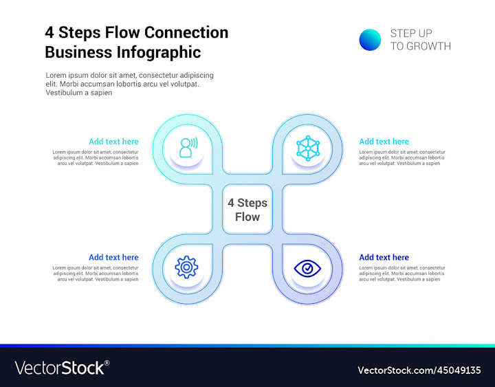 Free: 4 steps flow connection infographic light version - nohat.cc