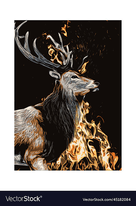 Free: deer fire creative poster image - nohat.cc