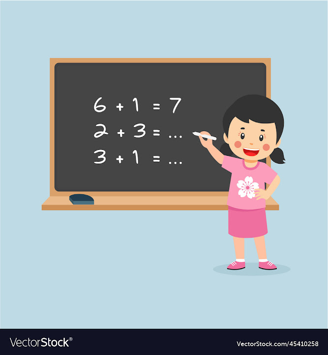 Free: little girl solving math problem blackboard - nohat.cc
