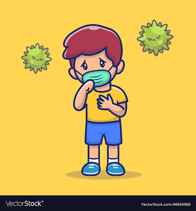 Free: cute boy with fever and flu cartoon - nohat.cc