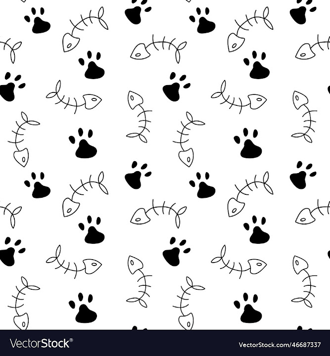 Free: cat paw fish bone seamless animal pattern - nohat.cc