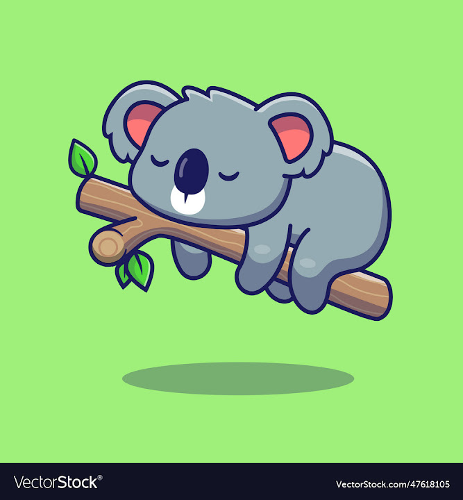 Free: cute koala sleeping on tree cartoon - nohat.cc